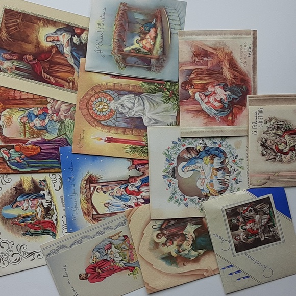 Office | Vintage Christmas Cards Lot23 192s 30s 40s 50s Holy Family ...